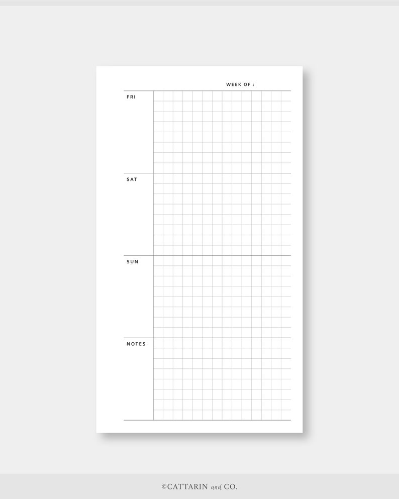 Personal, Weekly Planner Printable Grid Week on Two Pages Undated ...