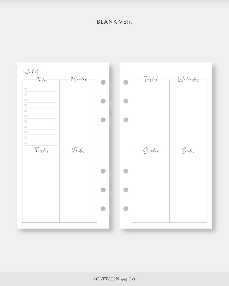 Personal, Weekly Planner Printable Week on Two Pages Wo2p Undated ...