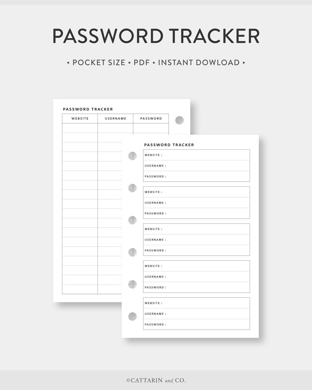Pocket, Password Tracker Printable | Password Log Password Keeper ...
