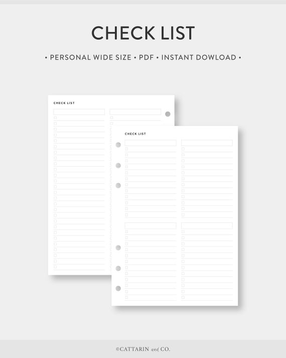 Personal Wide Check List Printable Blank to Do List - Etsy