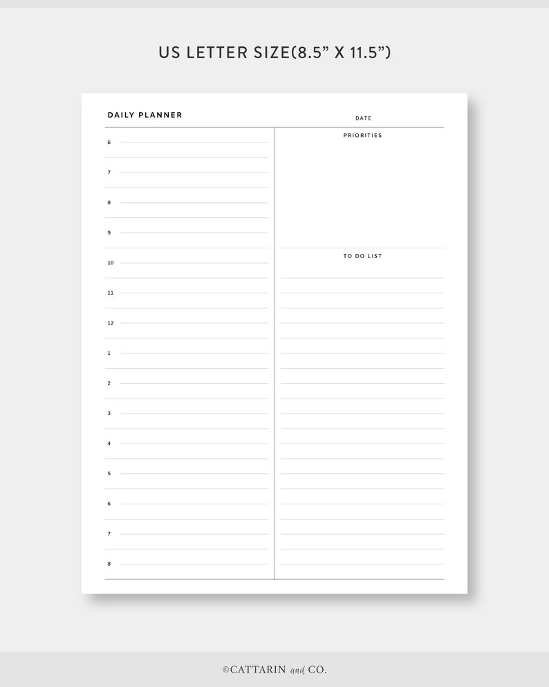 A4 | US Letter, Half Hourly Daily Schedule Printable | Day on One Page ...