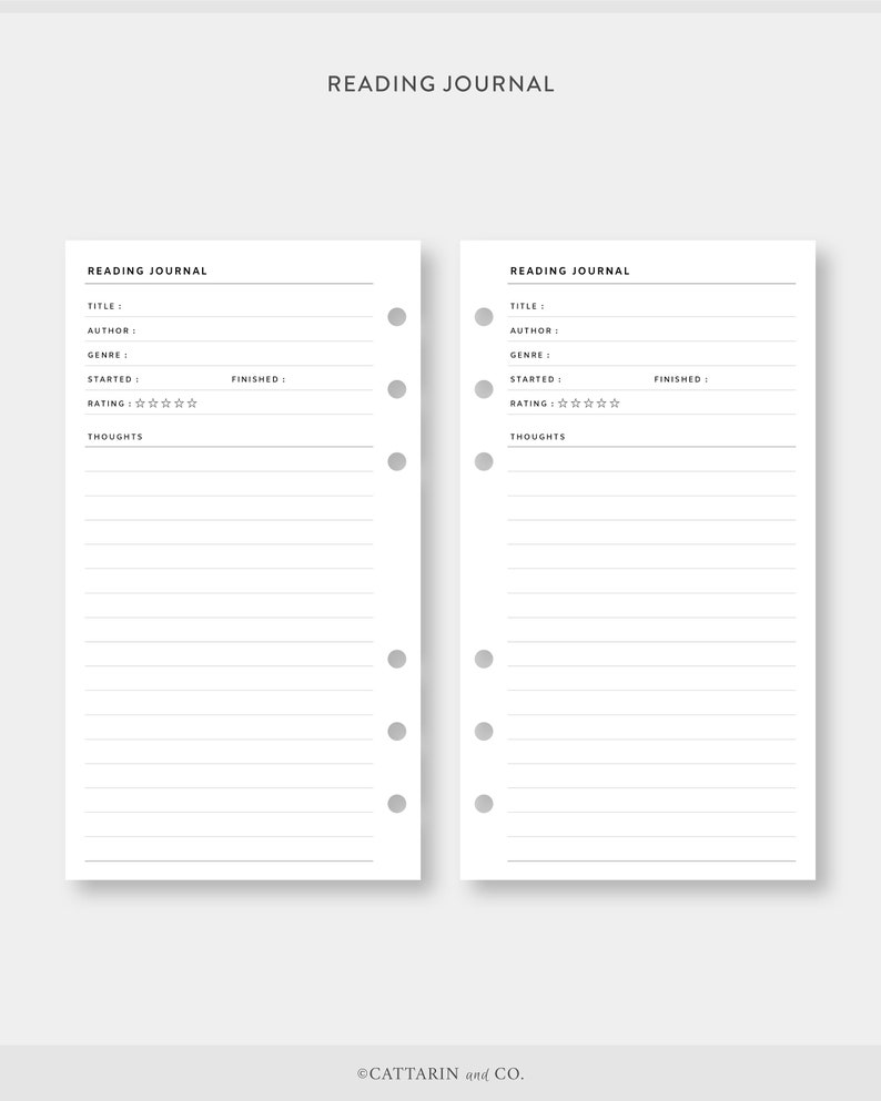 Personal, Reading Journal, Log Printable Set | Book Review, List ...