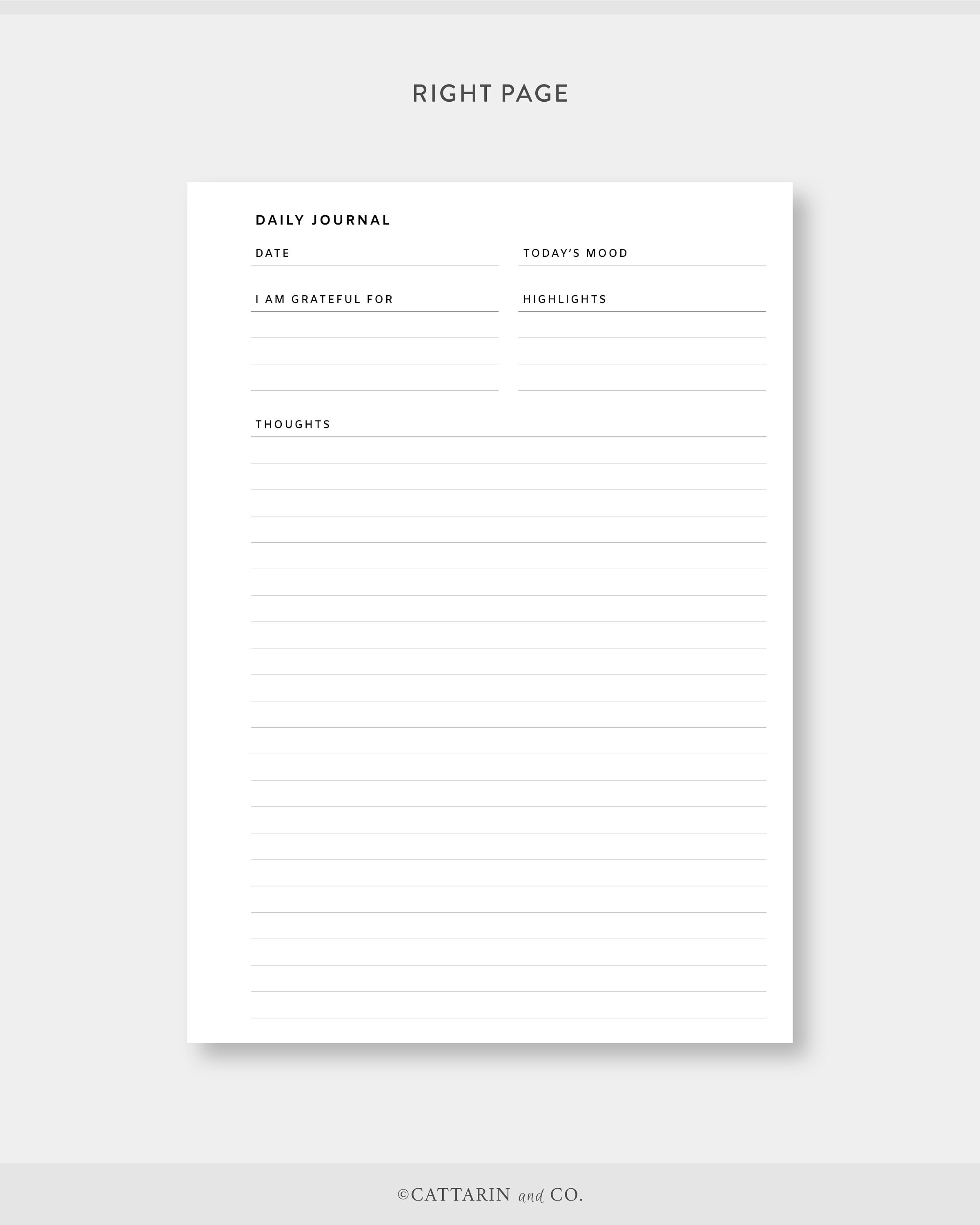 Personal Wide, Daily Journal Printable | Lined Daily Diary Template ...