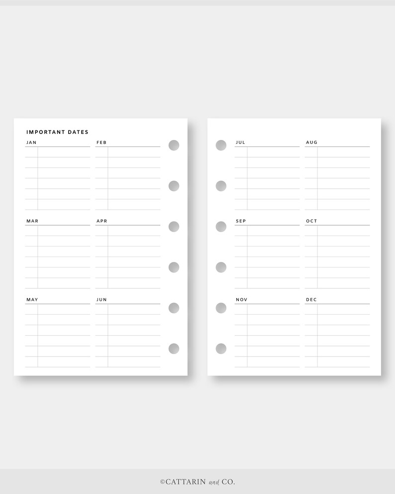 Pocket, Important Dates Printable | Birthday Tracker, Anniversaries ...