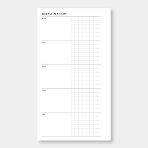 Personal, Weekly Planner Printable | Monday - Friday Grid Layout - Etsy