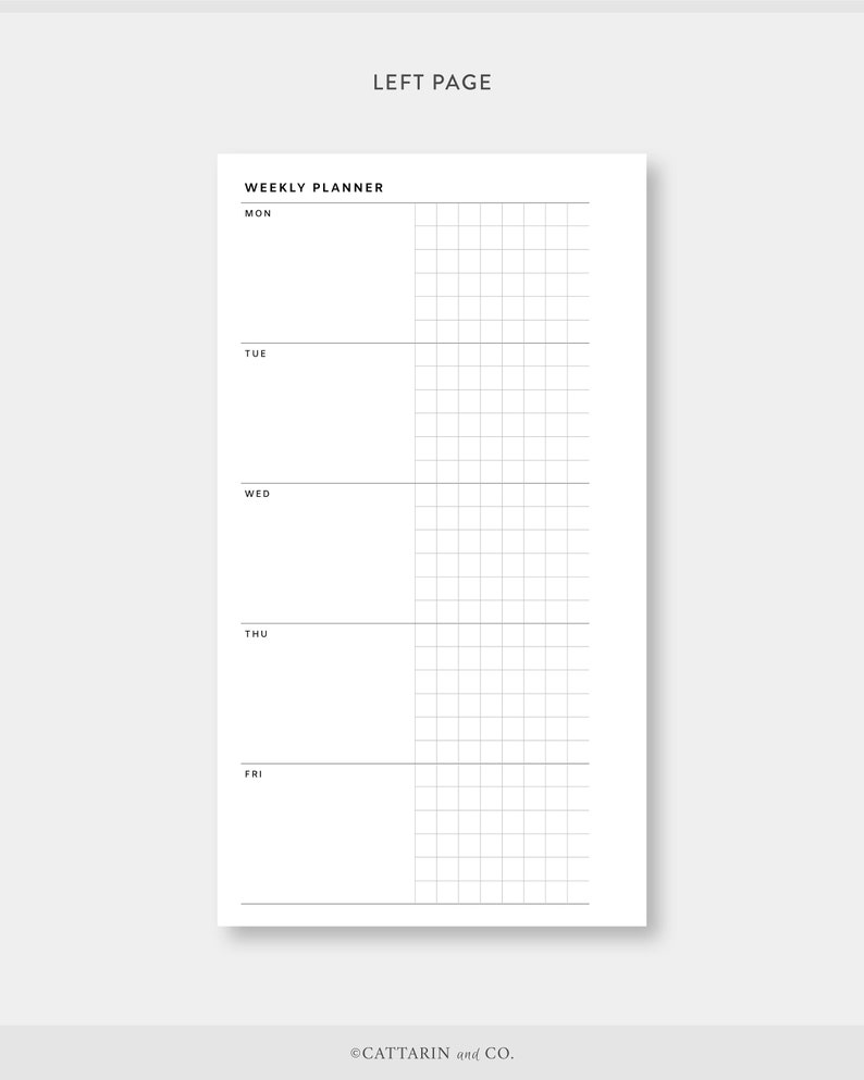 Personal, Weekly Planner Printable Monday Friday Grid Layout - Etsy