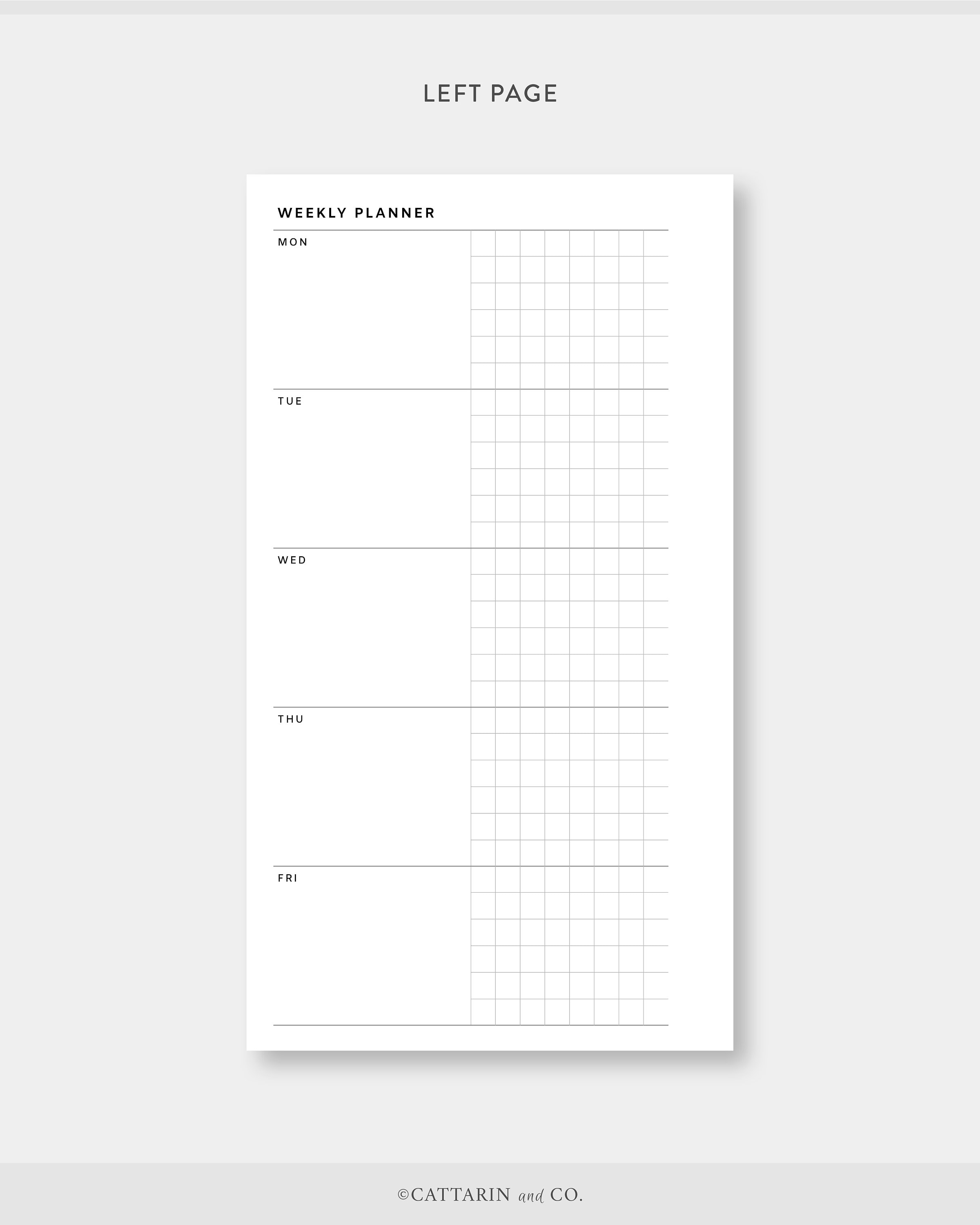 Personal, Weekly Planner Printable Monday Friday Grid Layout - Etsy