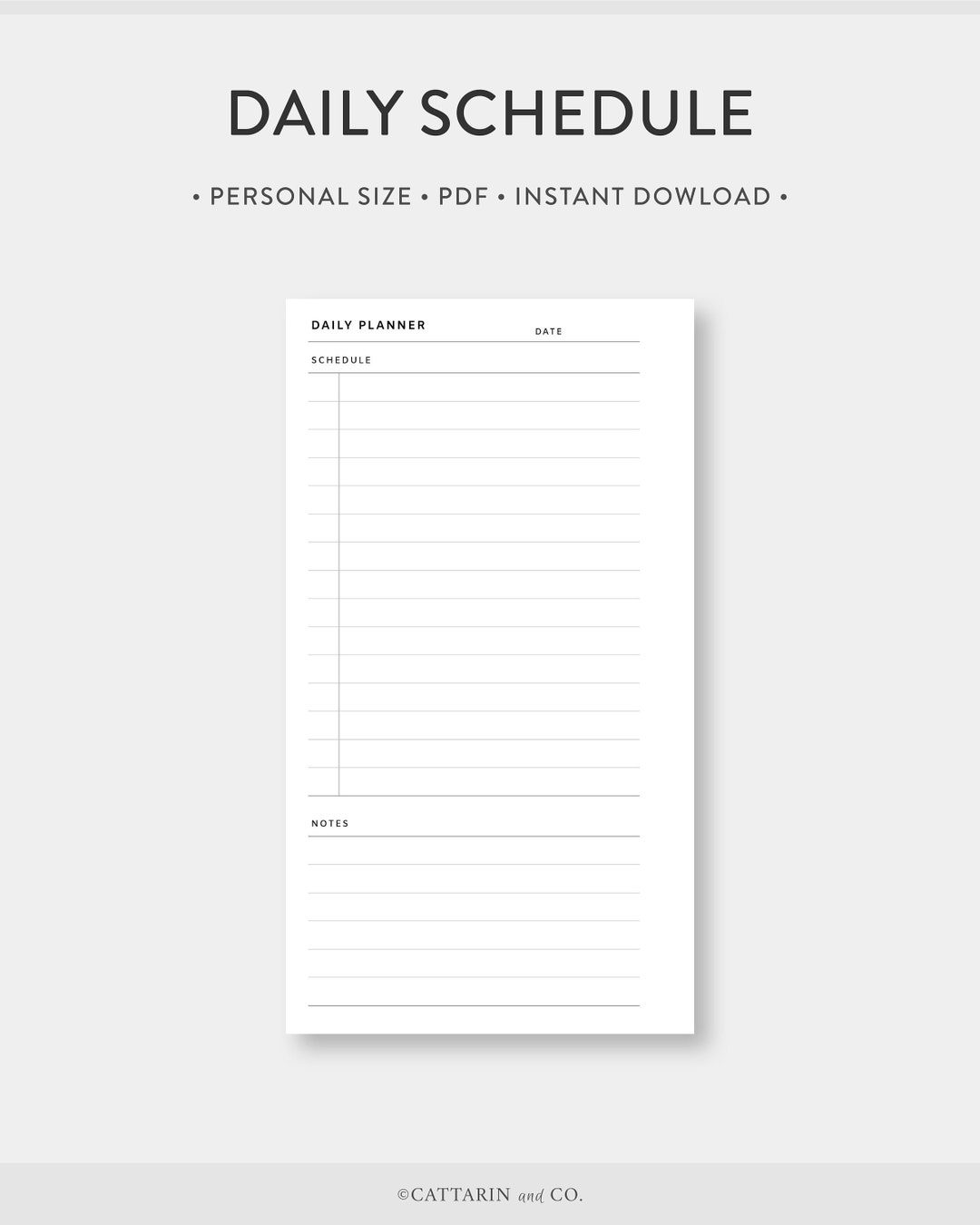 Personal, Daily Planner Printable Scheduler | Day on One Page | Undated ...