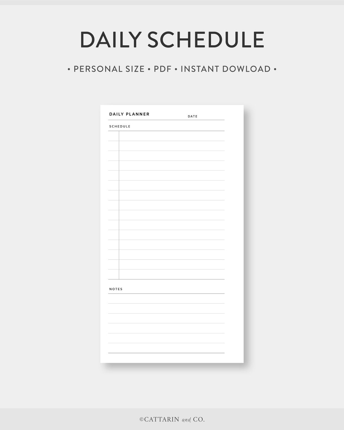 Personal, Daily Planner Printable Scheduler Day on One Page Undated ...