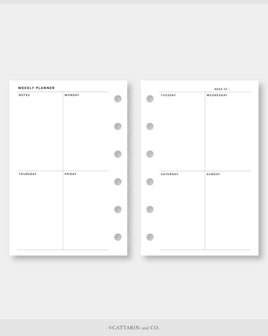 Pocket, Weekly Planner Printable Week on Two Pages Undated Template ...
