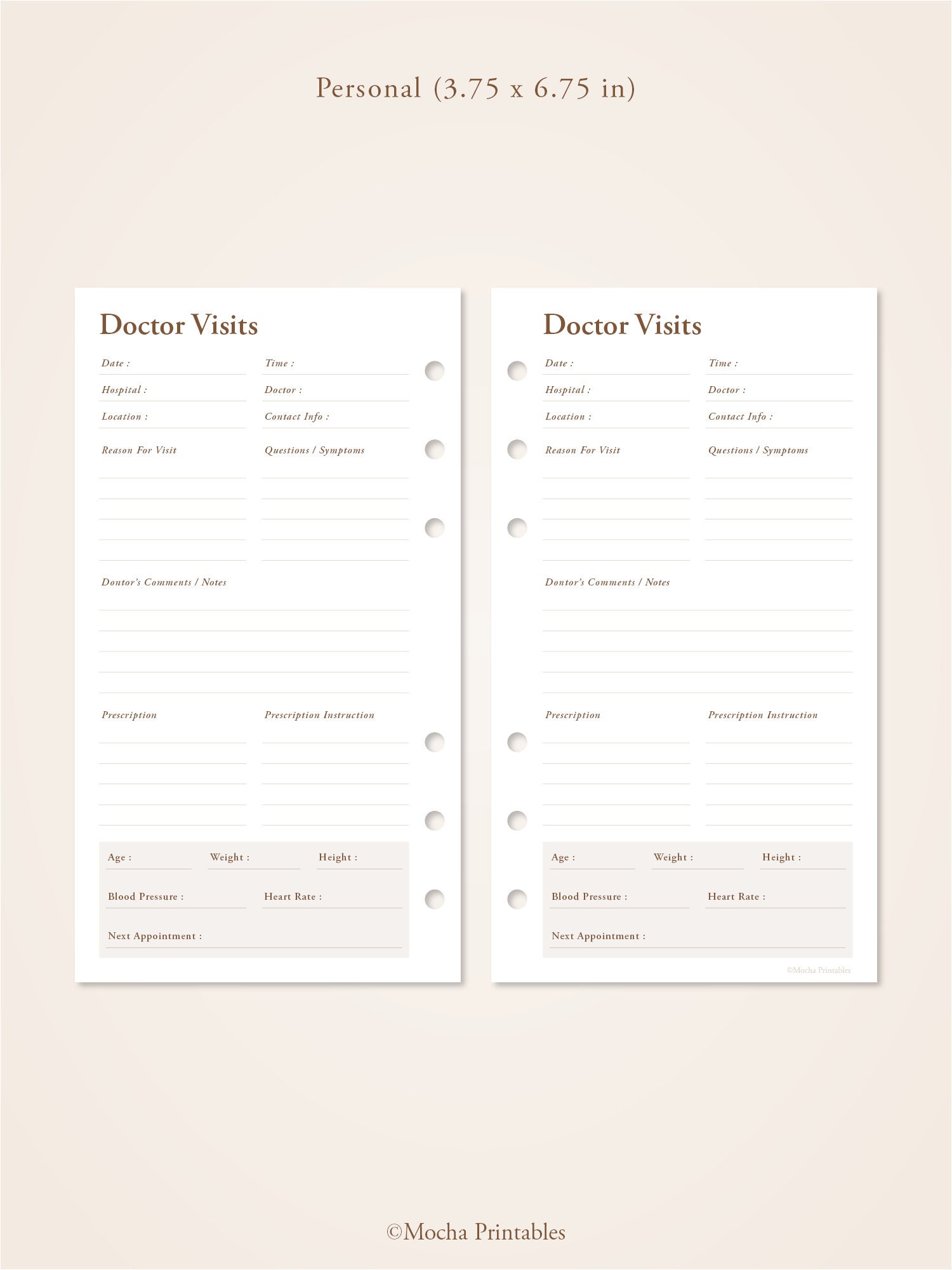 Doctor Visits Printable Doctor Visit Log, Medical Appointment Record A4 ...