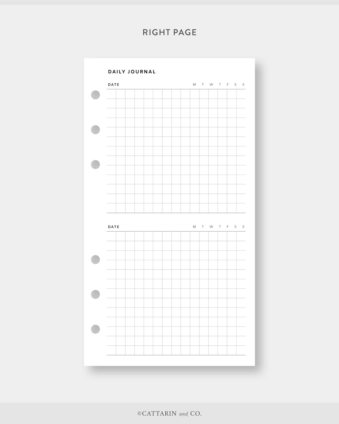 Personal, 2D1P Daily Journal Grid | Daily Planner Printable | Undated ...