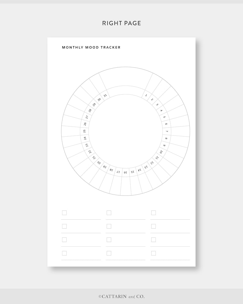 Half Letter, Mood Tracker Printable | Monthly, Yearly Mood Chart ...