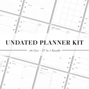 A6, Undated Planner Bundle | Printable Planner Kit | Yearly, Monthly ...