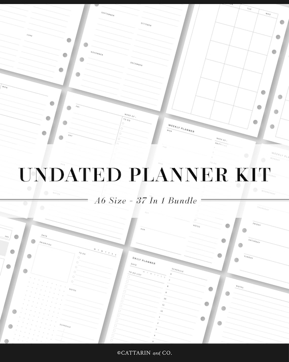 A6 Undated Planner Bundle Printable Planner Kit Yearly | Etsy