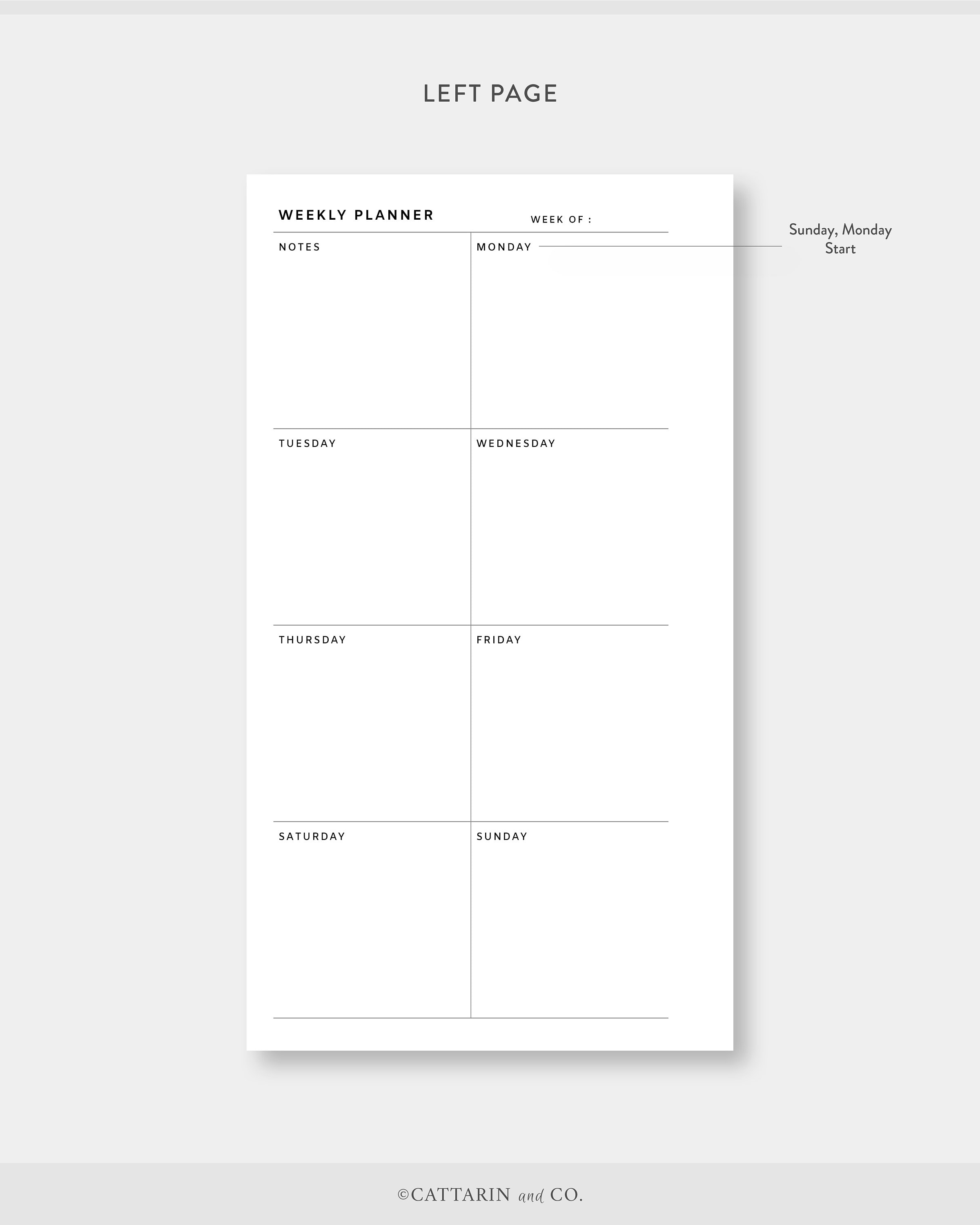 Personal, Minimalist Weekly Planner Printable | Week on One Page | WO1P ...