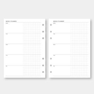 Personal Wide, Weekly Planner Printable | Monday - Friday Grid Layout ...