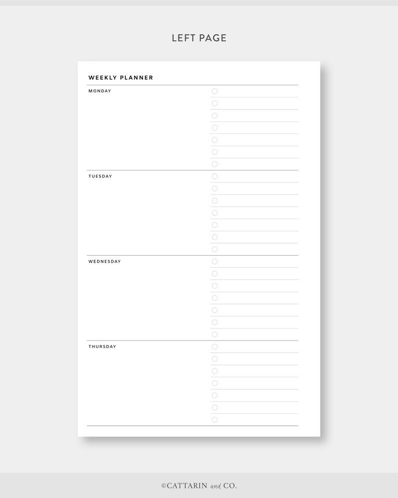 Half Letter, Weekly Planner Printable | WO2P Weekly to Do List ...