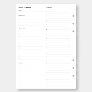 A5, Minimalist Daily Planner Printable | Day on One Page | Hourly Daily ...