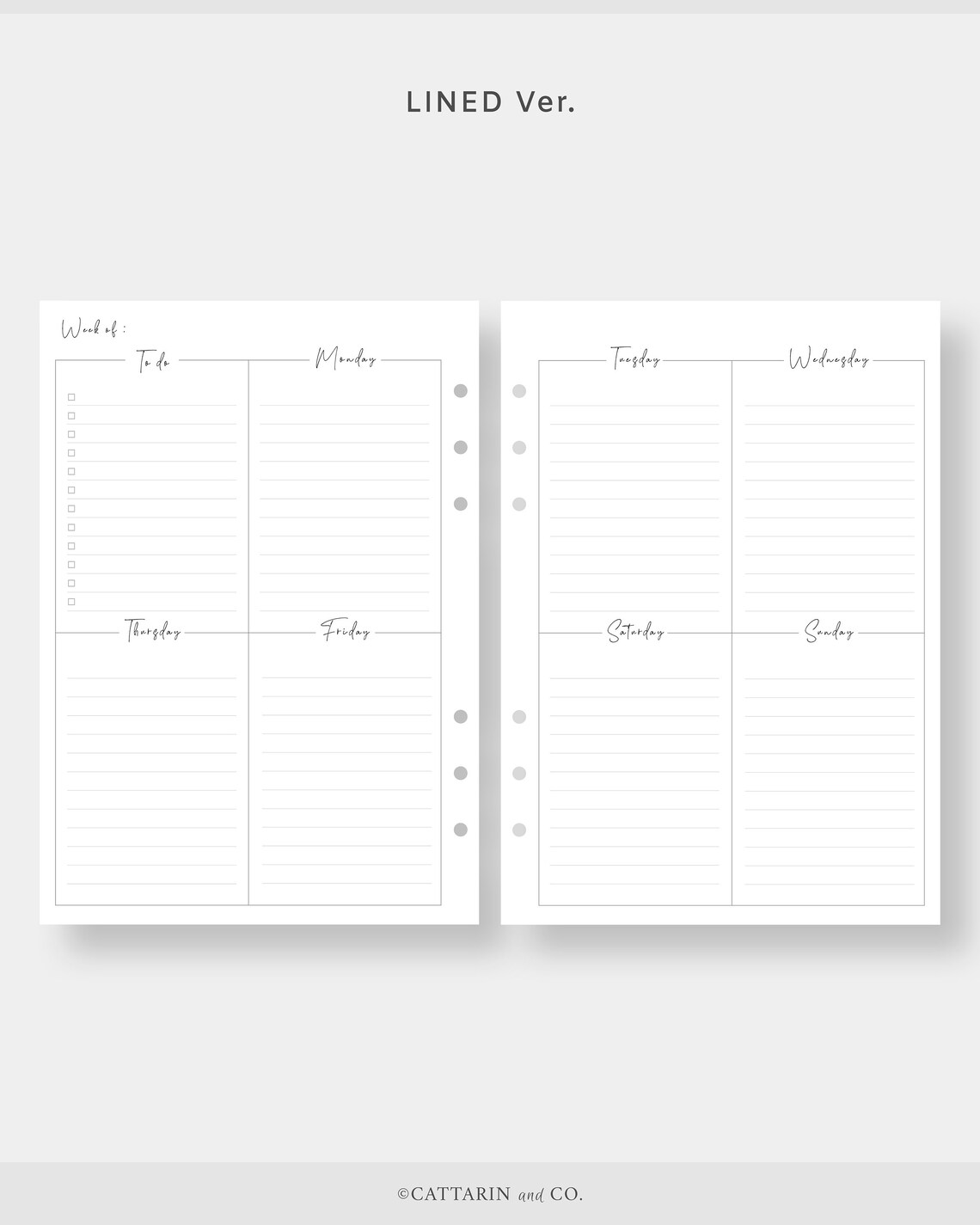 A5, Weekly Planner Printable Week on Two Pages Wo2p Undated Template ...