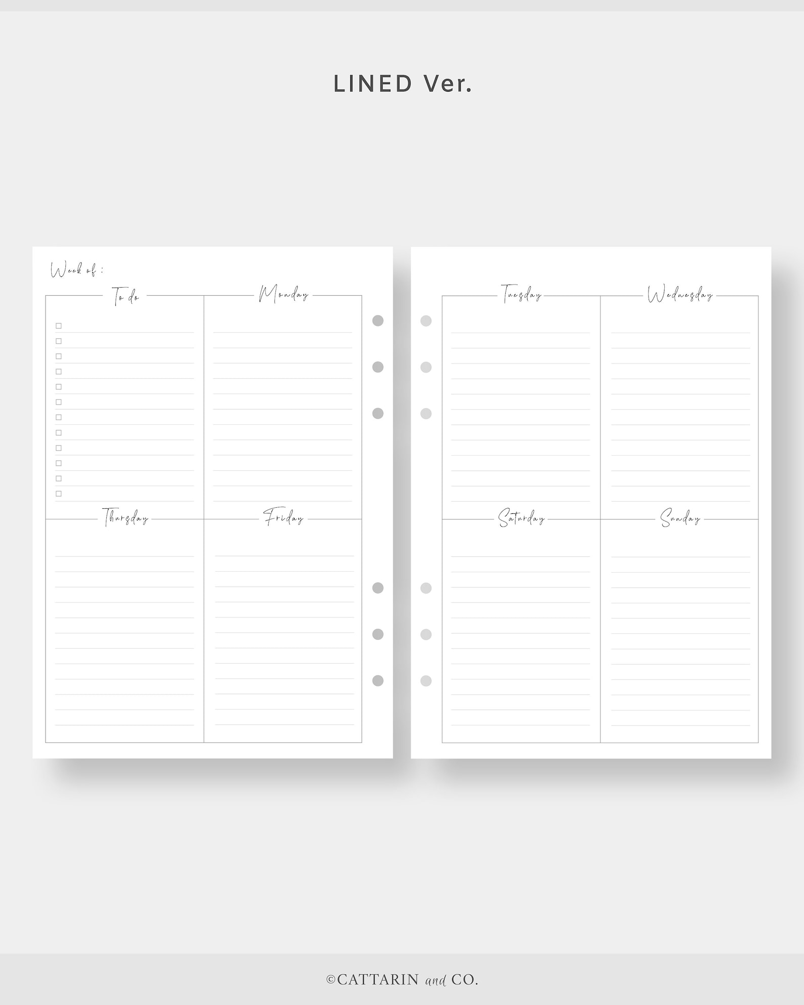 A5, Weekly Planner Printable Week on Two Pages Wo2p Undated Template ...