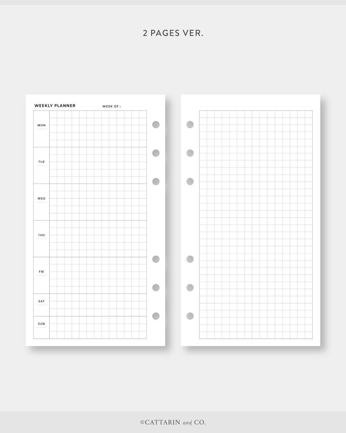 Personal, Undated Weekly Planner Grid Paper | Week on Two Pages | WO2P ...