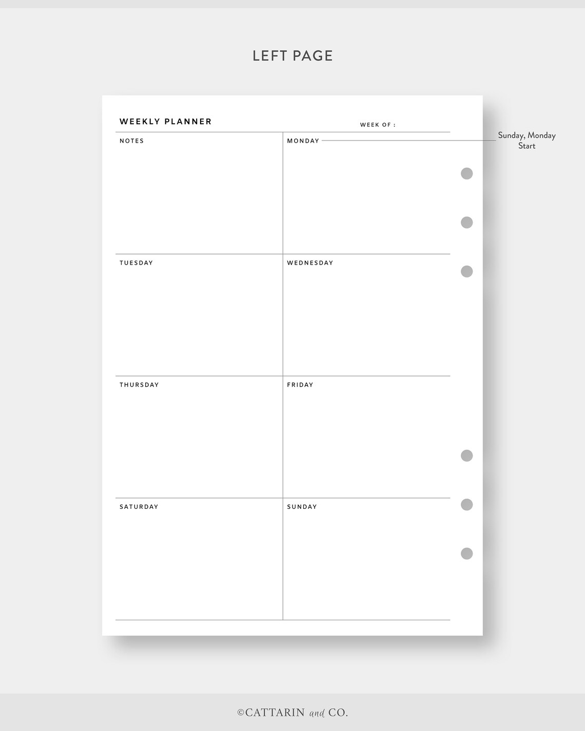 A5, Minimalist Weekly Planner Printable | Week on One Page | WO1P ...