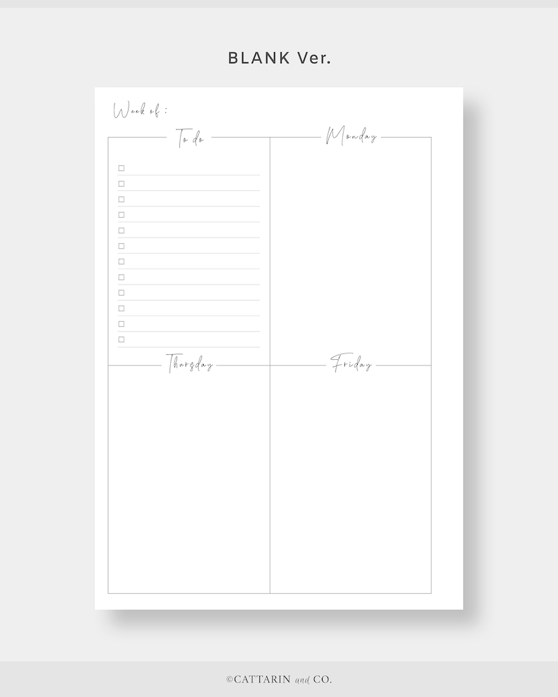 A5, Weekly Planner Printable Week on Two Pages Wo2p Undated Template ...