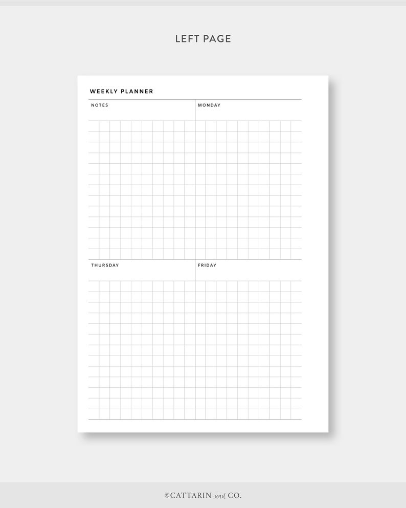 Personal Wide Weekly Planner Printable Vertical Grid Week - Etsy
