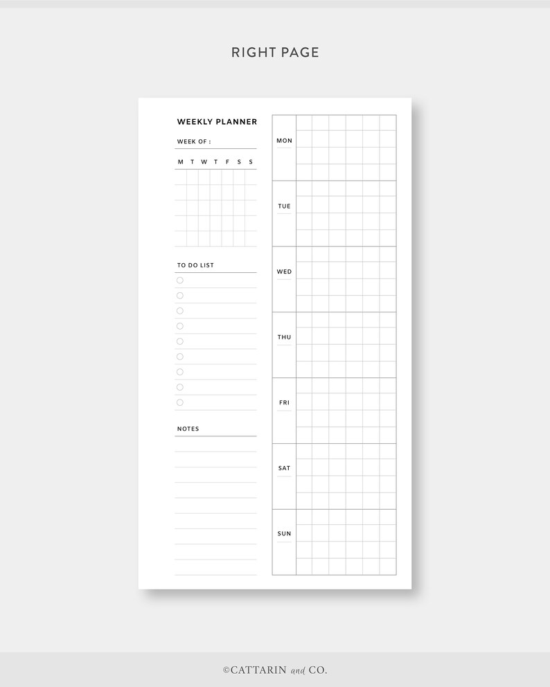 Personal Weekly Planner Printable Horizontal Grid Layout - Etsy