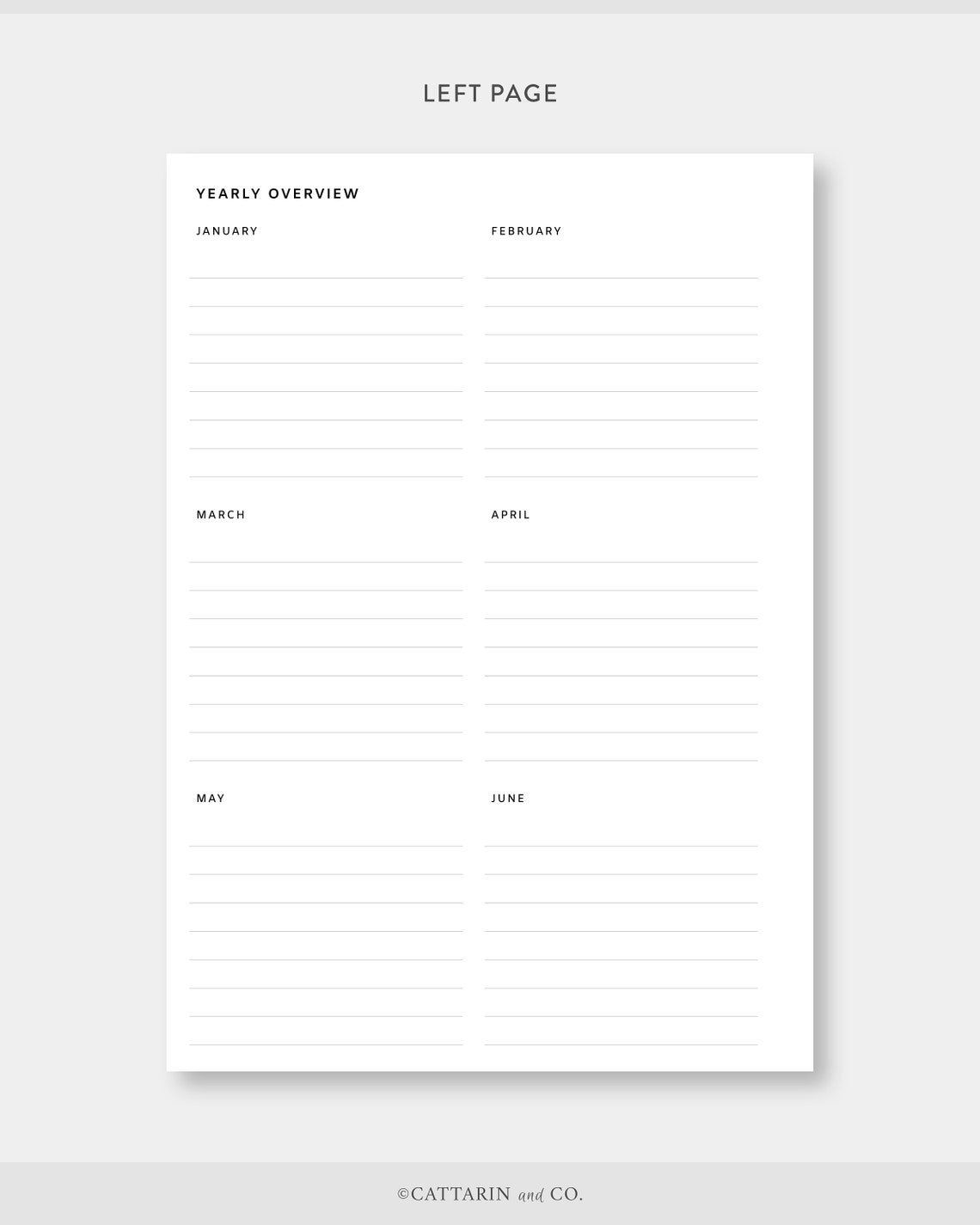 A5, Yearly Overview Printable Year on Two Pages Year at a Glance Annual ...