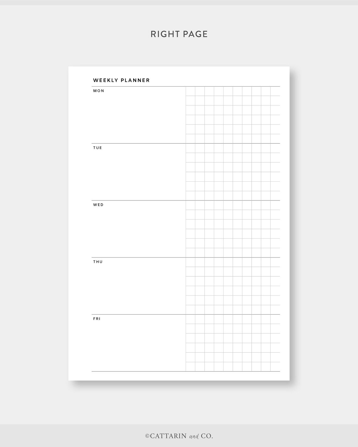 Personal Wide, Weekly Planner Printable Monday Friday Grid Layout - Etsy