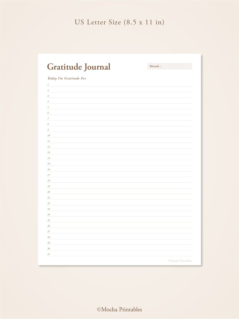 Gratitude Journal | A4, A5, US Letter, Half Letter, Personal, Personal ...