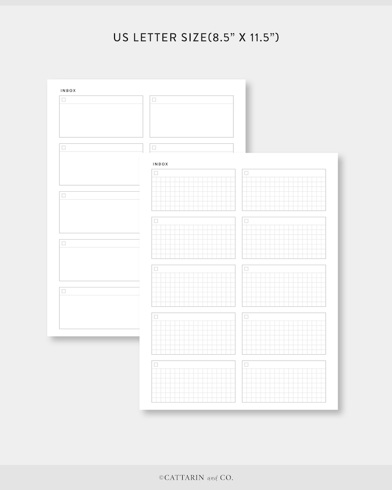 A4 | US Letter, Inbox Dashboard Printable | Blank, Grid Layout | Inbox ...