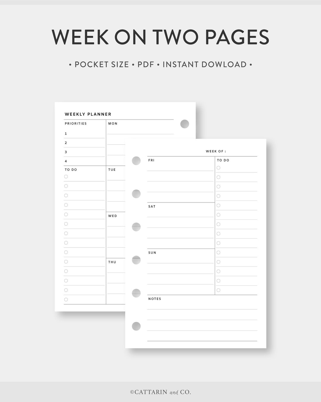 Pocket, Weekly Planner Printable | Week on Two Pages | Effective to Do ...