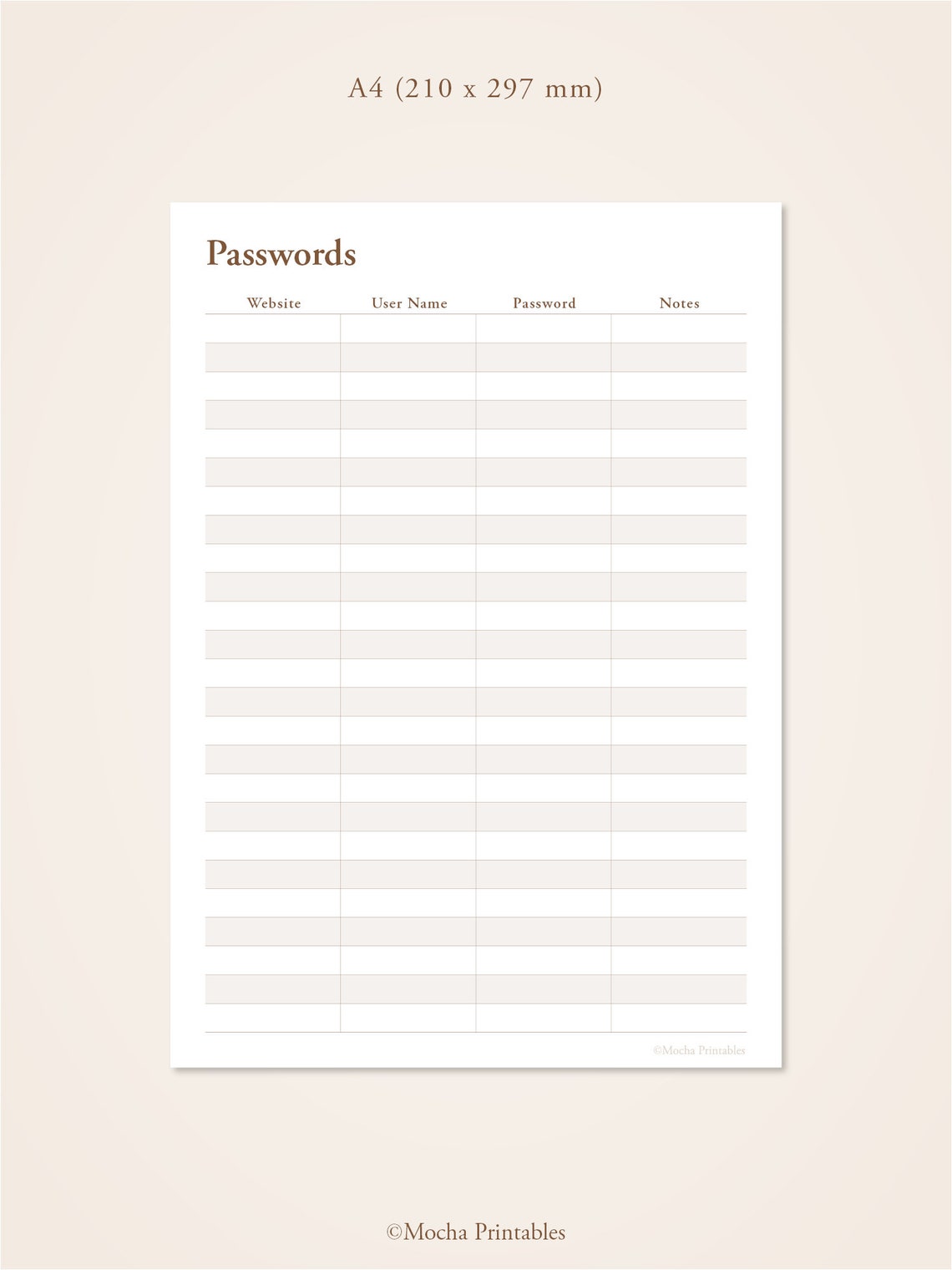 Password Tracker Printable Password Log Password Keeper A4, A5, US ...