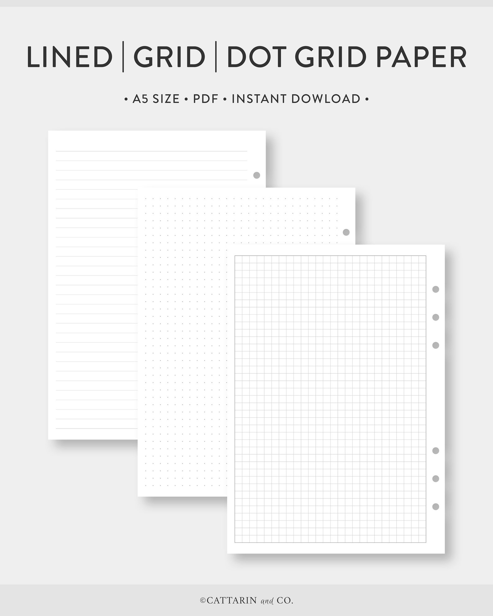 A5, Lined Notes, Grid Paper, Dot Grid Set | Essential Bundle | Note ...