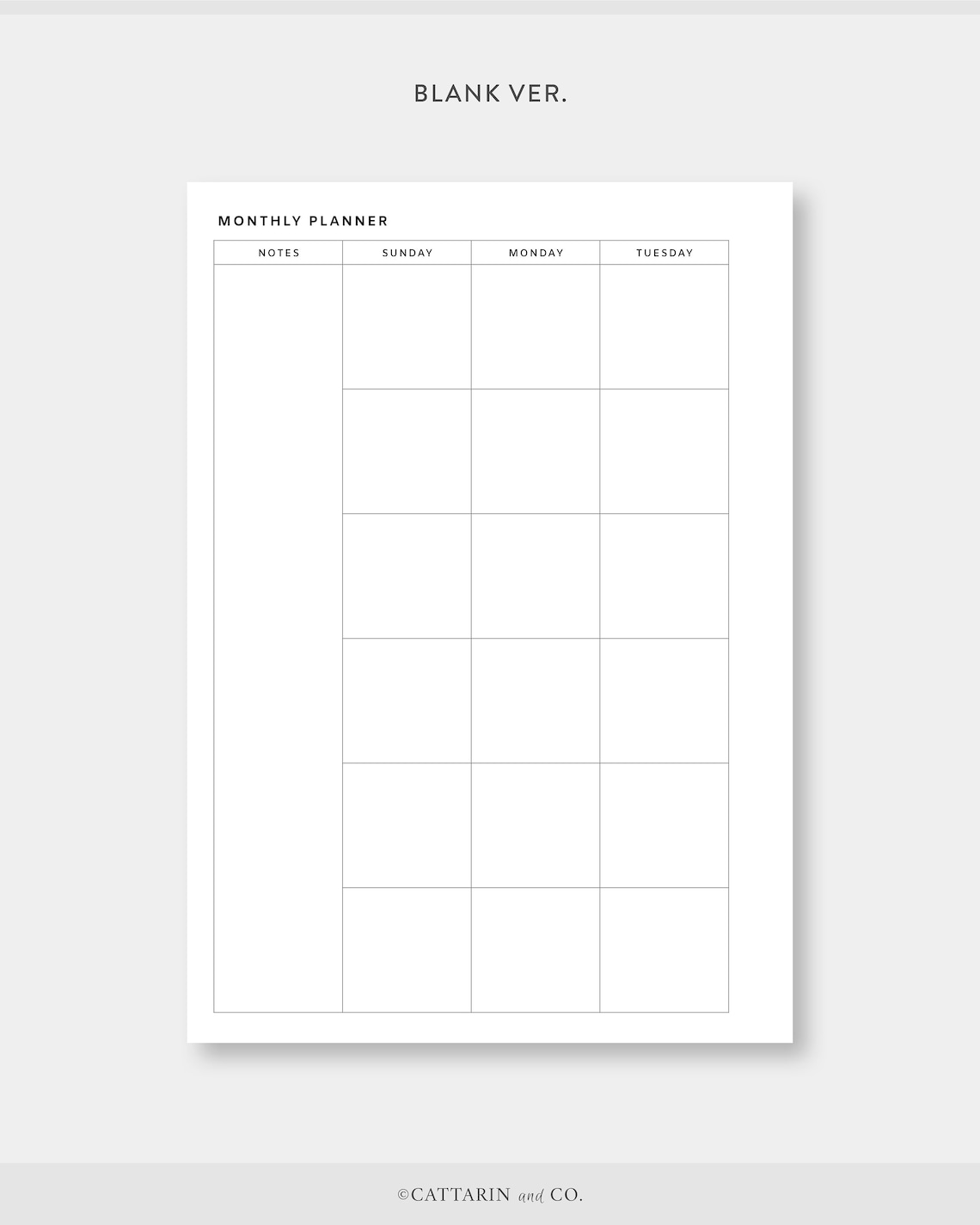 Personal Wide Minimalist Monthly Planner Printable Calendar - Etsy