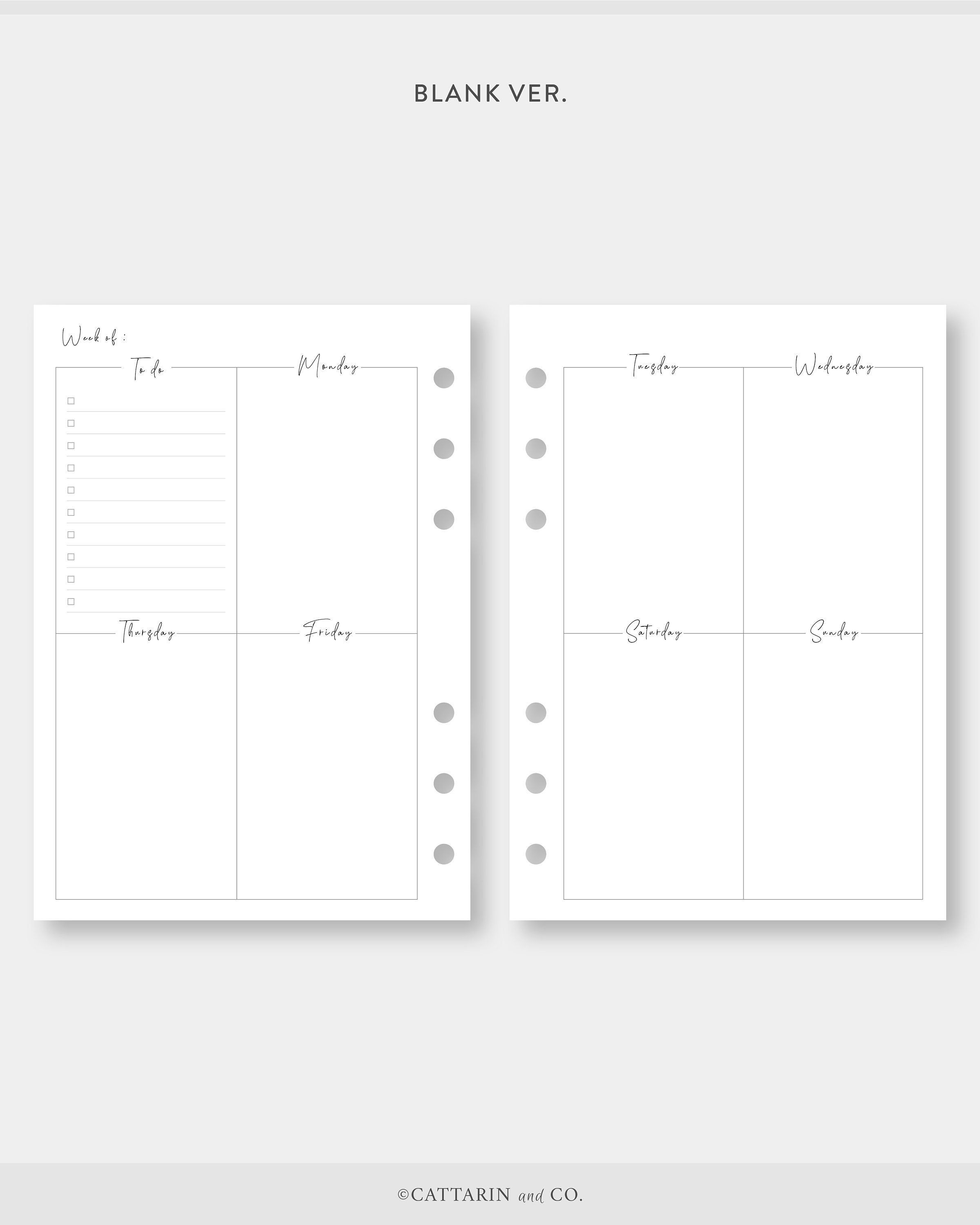 A6, Weekly Planner Printable Week on Two Pages Wo2p Undated Template ...