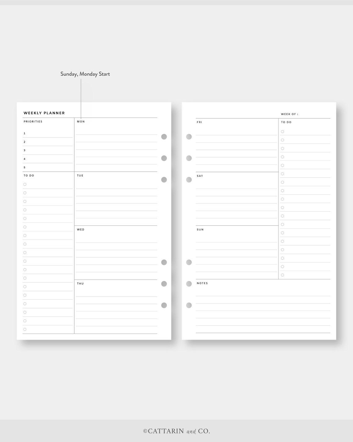 Half Letter, Weekly Planner Printable | Week on Two Pages | Effective ...