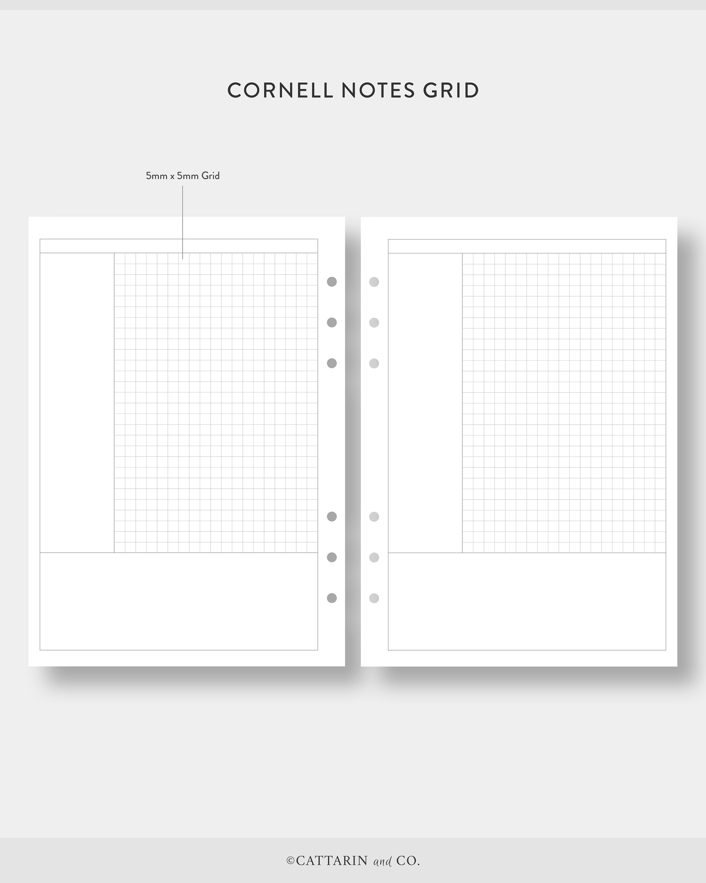 A5, Cornell Notes Template | Grid Pattern, Lined Paper | College ...