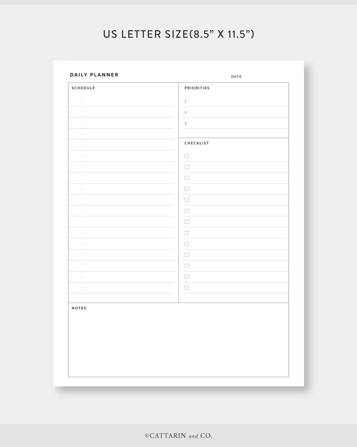 A4 | US Letter, Daily Planner Printable | Day on One Page | Undated ...