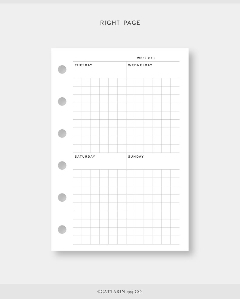 Pocket, Weekly Planner Printable | Vertical Grid | Week on Two Pages ...