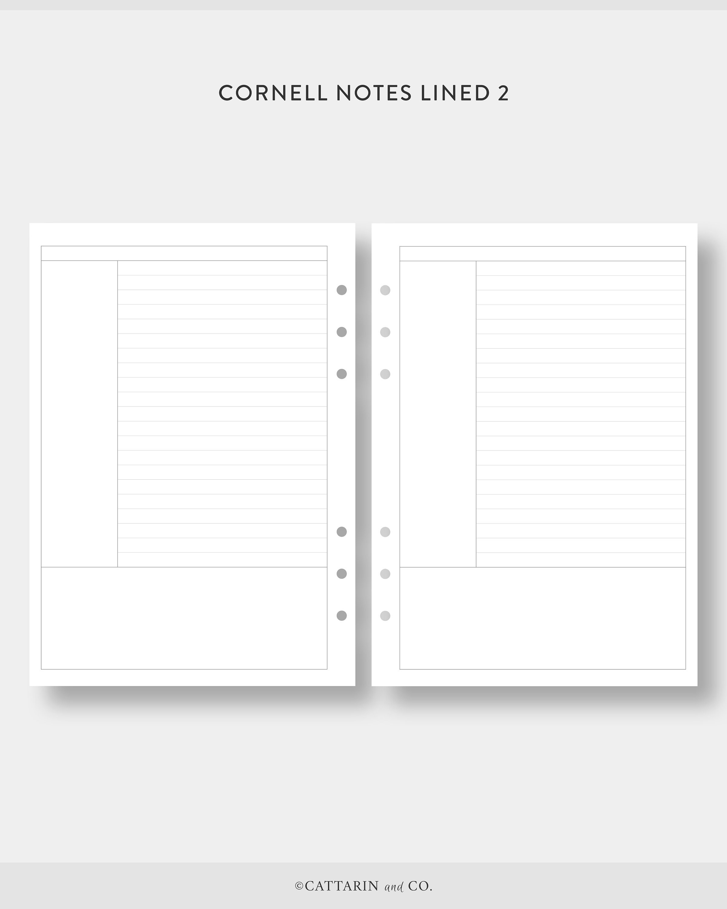 A5, Cornell Notes Template | Grid Pattern, Lined Paper | College ...