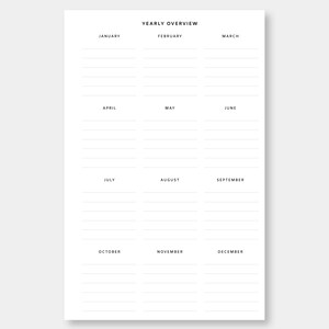 Half Letter, Yearly Overview Printable | Year at a Glance | Annual ...