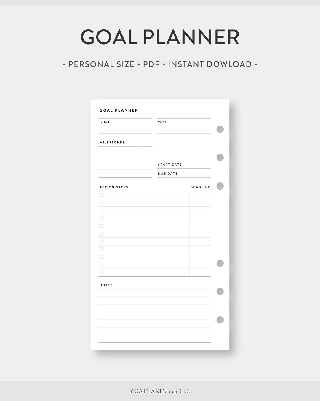 Personal, Goal Planner Printable | Productivity Planner Simple Goal ...
