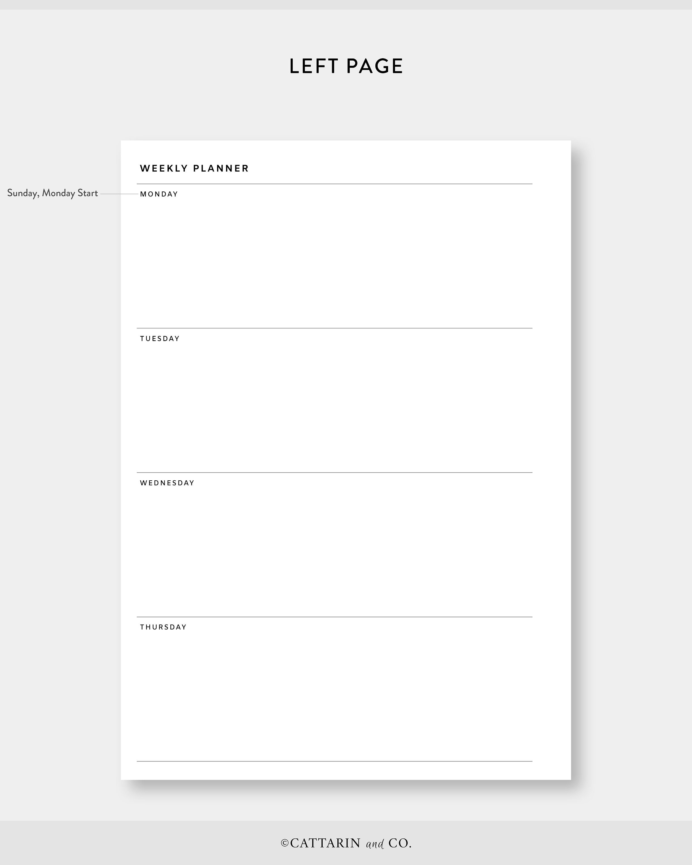 A5, Weekly Planner Printable | Week on Two Pages | Undated Template ...