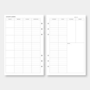 Half Letter, Weekly Teacher Lesson Planner Printable | Undated Template ...