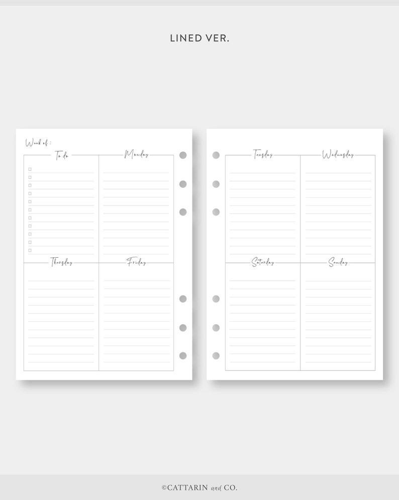 Personal Wide, Weekly Planner Printable | Week on Two Pages Wo2p ...