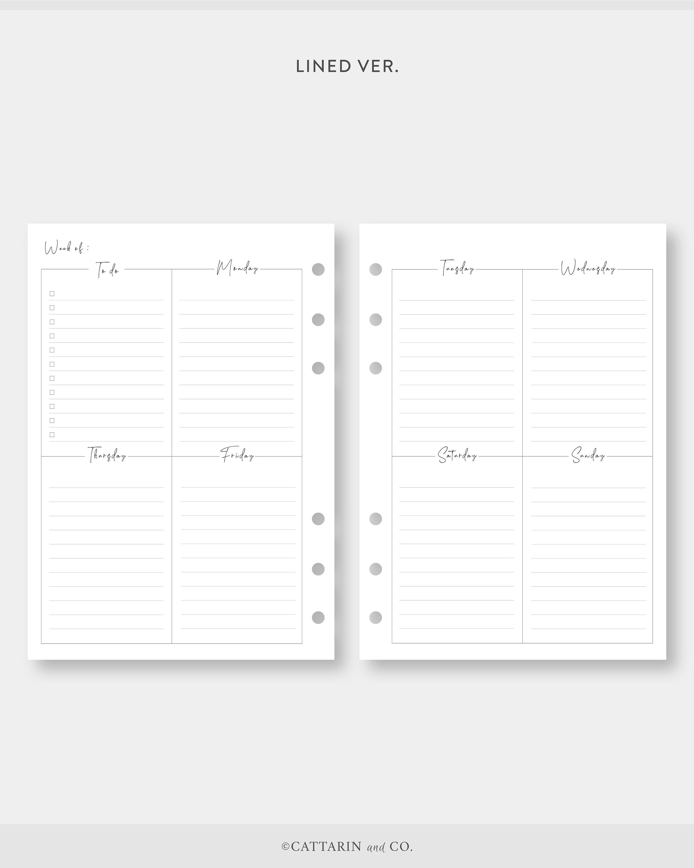 Personal Wide, Weekly Planner Printable | Week on Two Pages Wo2p ...